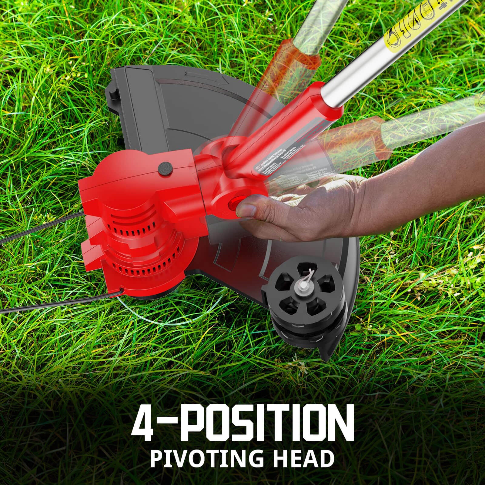 PowerSmart 13 Inch Cordless String Trimmer with 40V 4.0Ah Battery Red