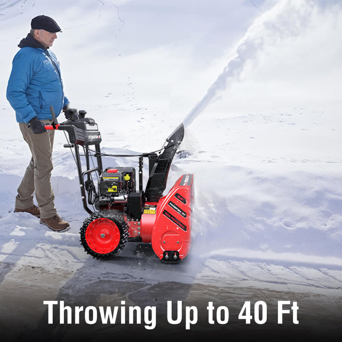 24'' 252cc Two Stage Self-Propelled Gas Snow Blower w/ Electric Start
