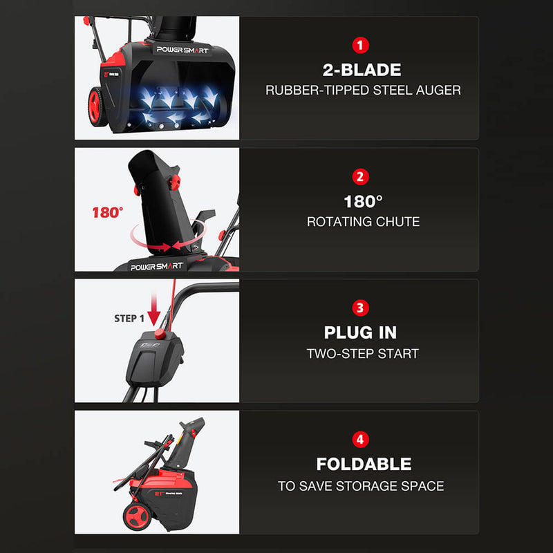 21'' 15A Single Stage Electric Snow Blower w/ LED Light DB7521