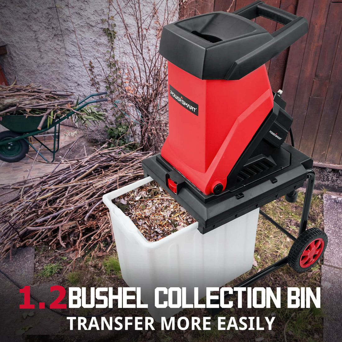 15Amp Electric Wood Chipper Leaf Mulcher w/ Collection Bin PS12A ...