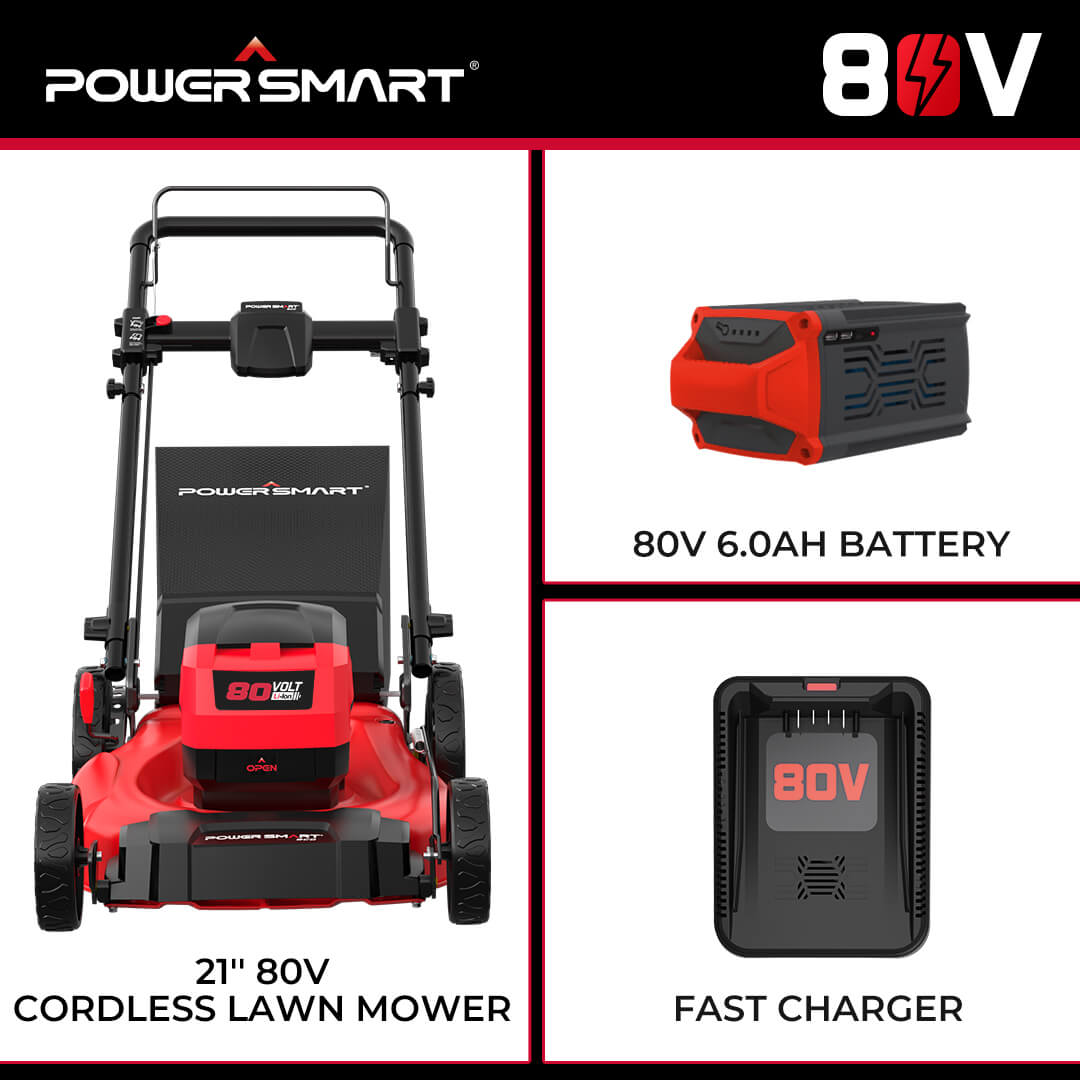 80V 21" Cordless Push Lawn Mower PS76821 | PowerSmart USA