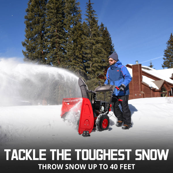 24'' 212cc Two Stage Self-Propelled Gas Snow Blower w/ Electric Start