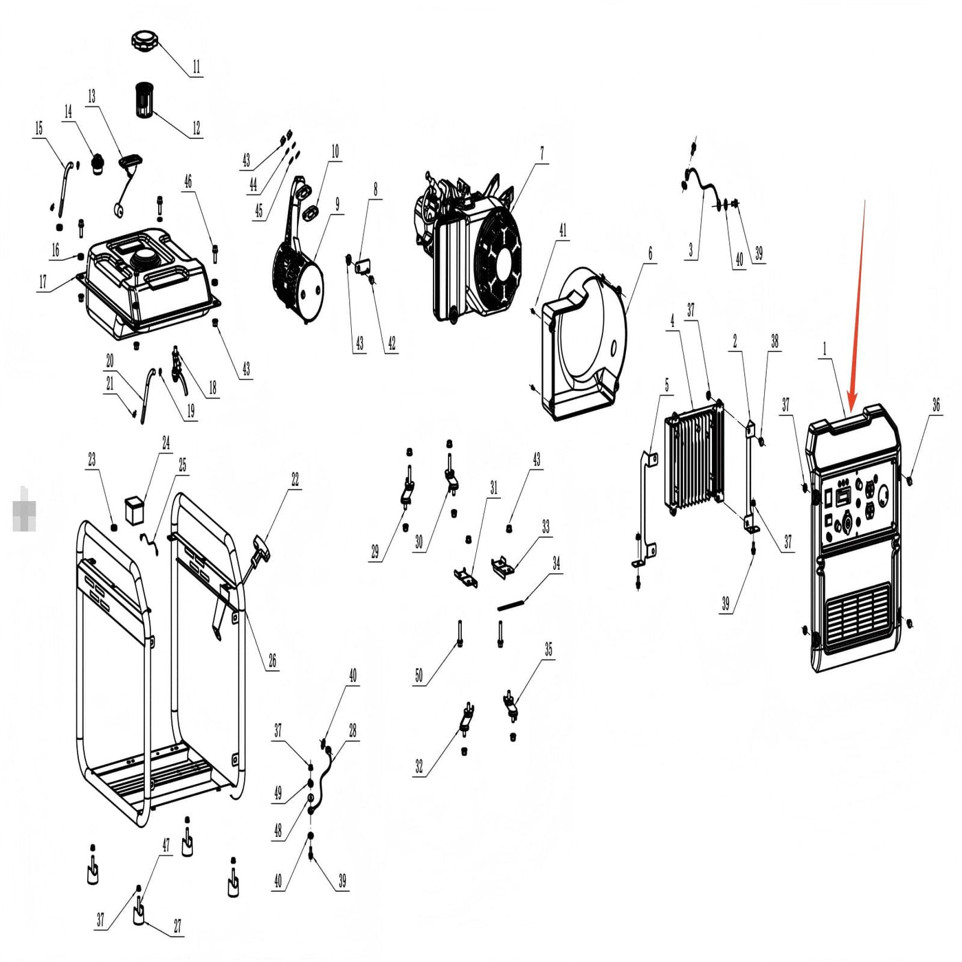 Generator Parts - Control panel, Stock #029027000007